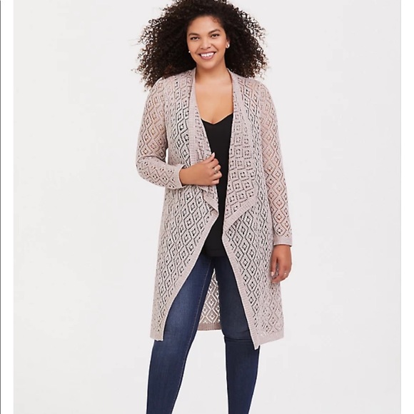torrid | Sweaters | Torrid Mauve Open Stitched Long Line Cardigan ...